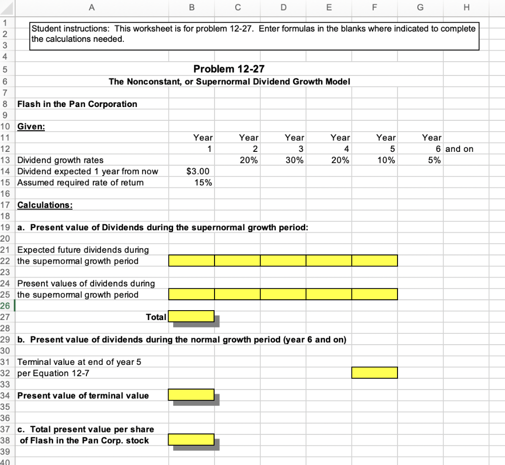 Solved PLEASE SHOW EXCEL FORMULAS Suppose Flash in the Pan | Chegg.com
