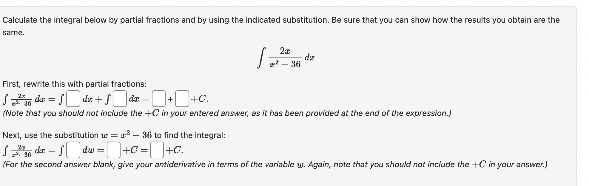 Solved Calculate the integral below by partial fractions and | Chegg.com