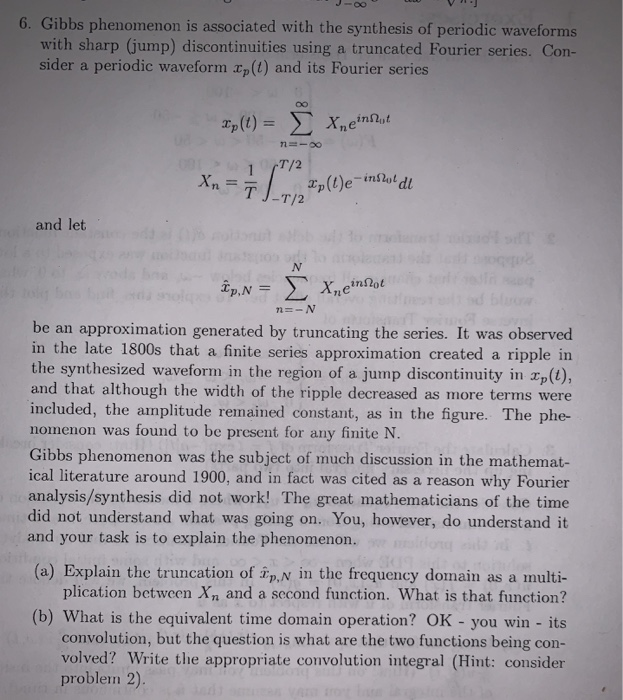 6. Gibbs phenomenon is associated with the synthesis | Chegg.com