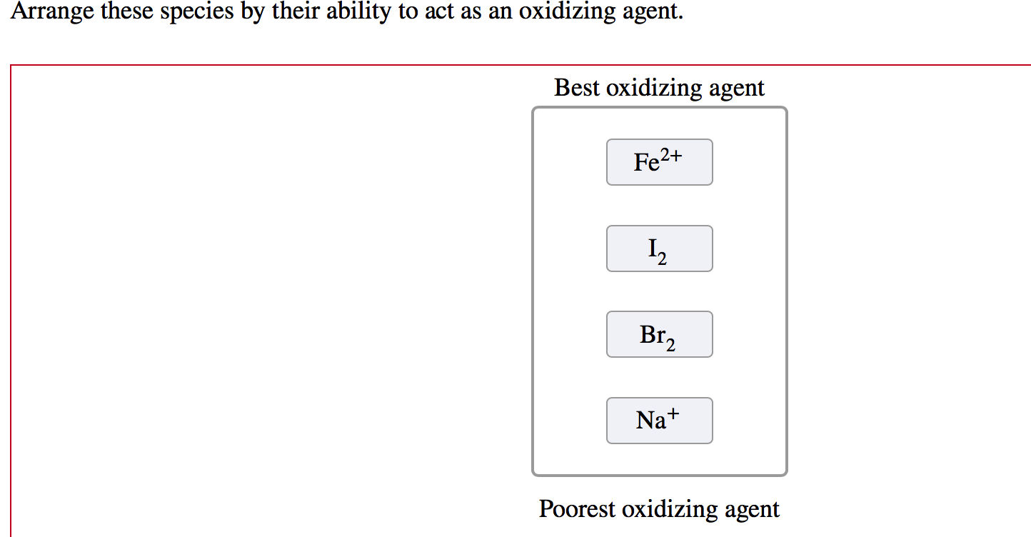 Solved Arrange these species by their ability to act as an | Chegg.com