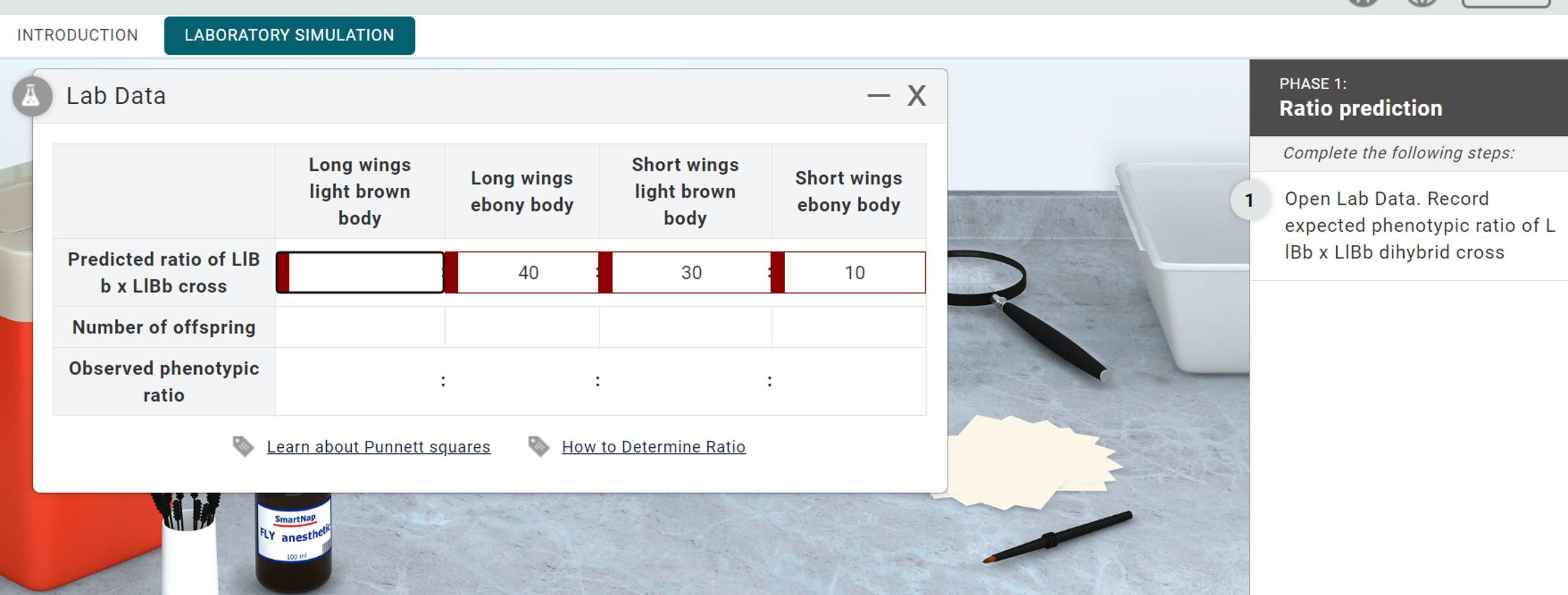 Solved Lab DataPHASE 1:Ratio predictionComplete the | Chegg.com