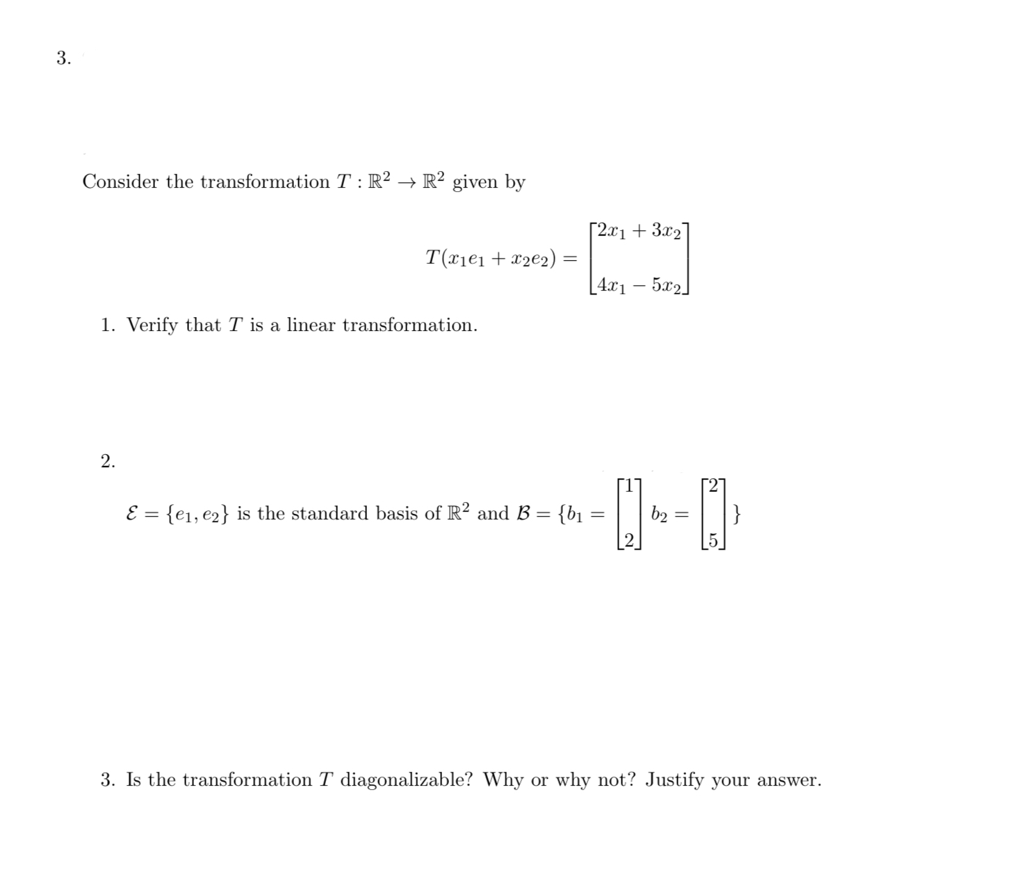 Solved linear Algebra:Please solve the following question | Chegg.com