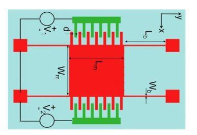 An electrostatic silicon actuator with comb drivers | Chegg.com
