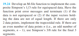 Solved 19.24 Develop an M-file function to implement the | Chegg.com