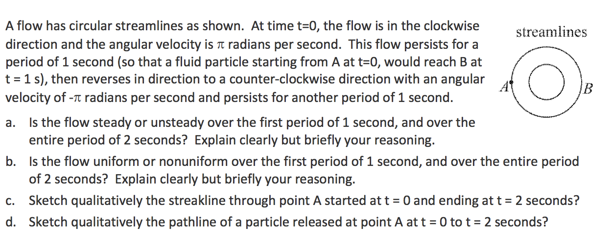 Solved A flow has circular streamlines as shown. At time | Chegg.com