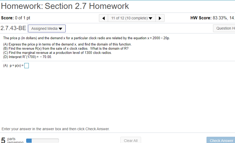 Solved Homework Section 2 7 Homework Score 0 Of 1 Pt 11 Of