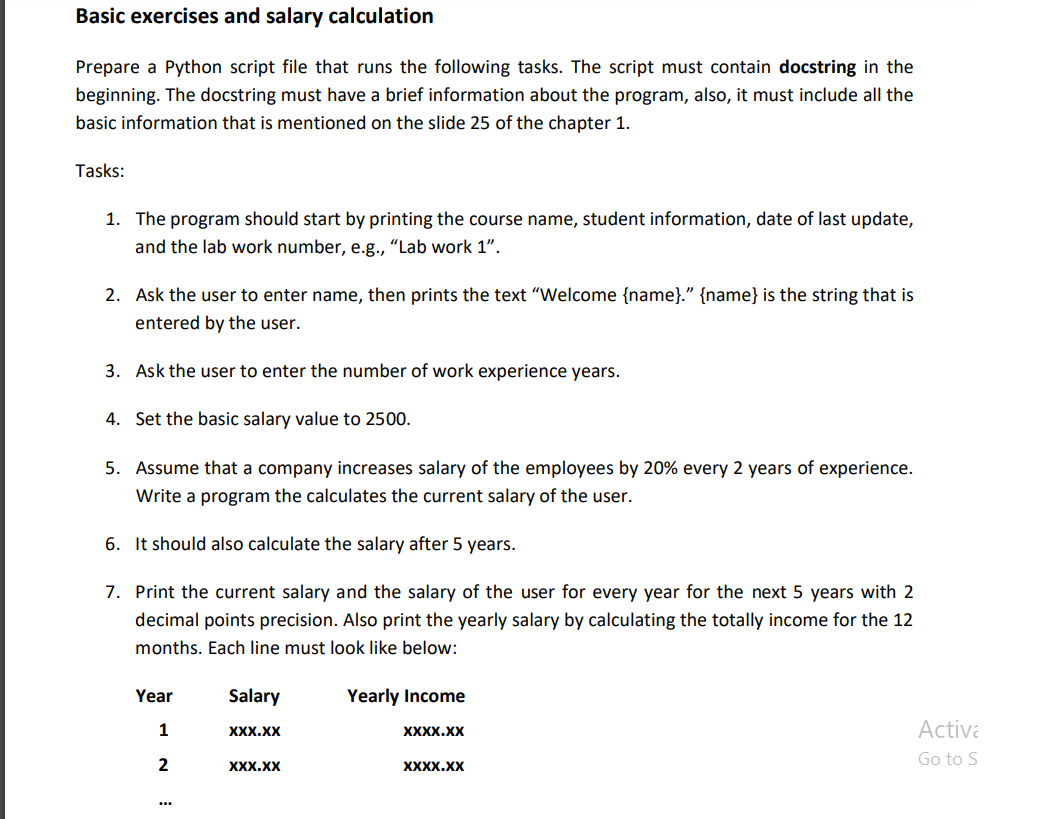 Solved Basic exercises and salary calculation Prepare a | Chegg.com