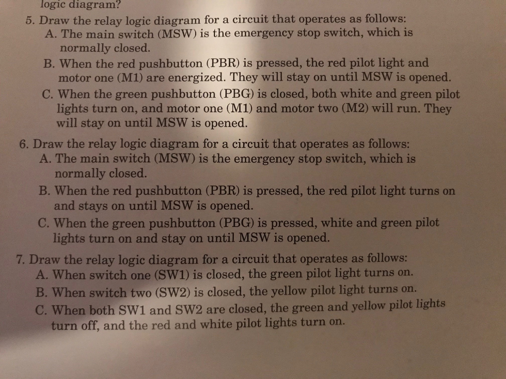 Solved logic diagram? 5. Draw the relay logic diagram for a | Chegg.com