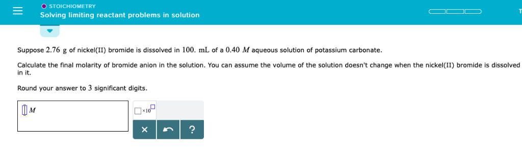Solved O STOICHIOMETRY Solving limiting reactant problems in | Chegg.com