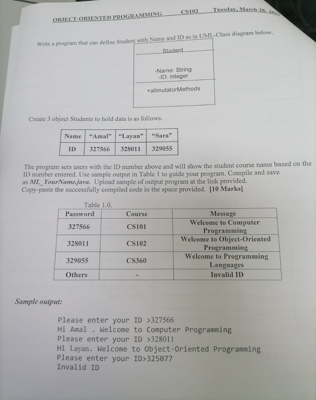 Solved Write a program that can define Student with Name and | Chegg.com