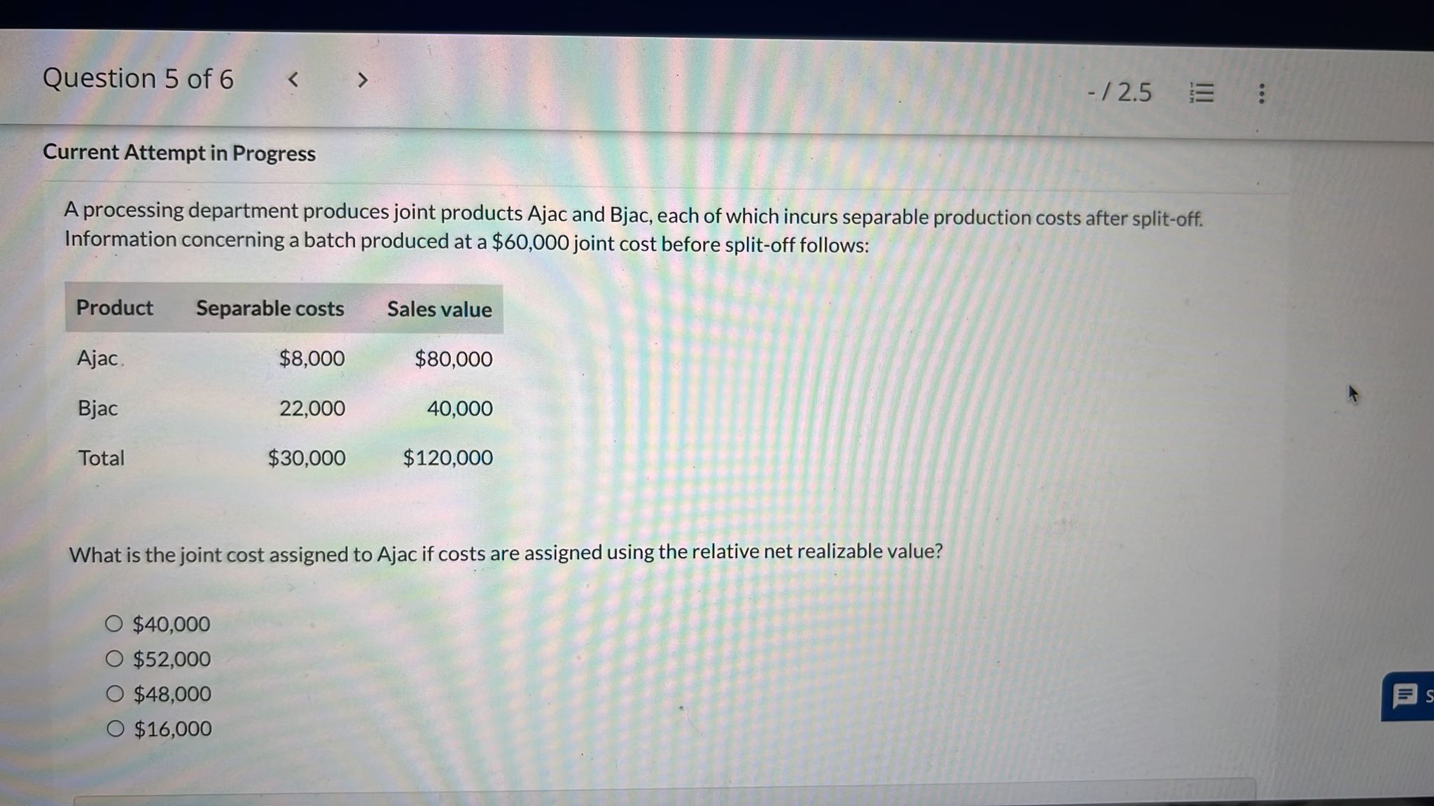 Solved A processing department produces joint products Ajac | Chegg.com