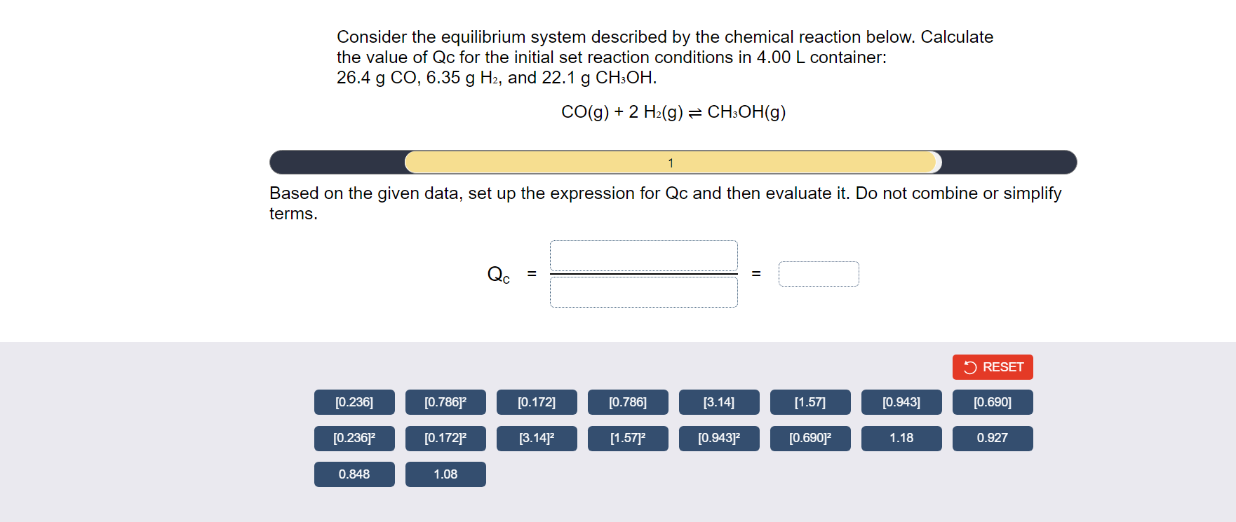 Solved Consider the equilibrium system described by the | Chegg.com