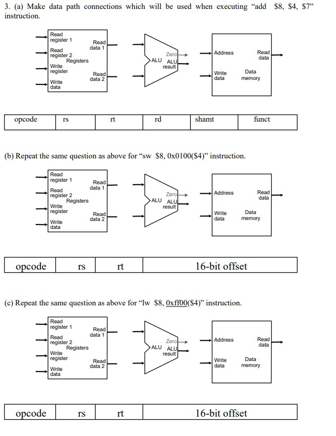 Solved 3. (a) Make data path connections which will be used | Chegg.com