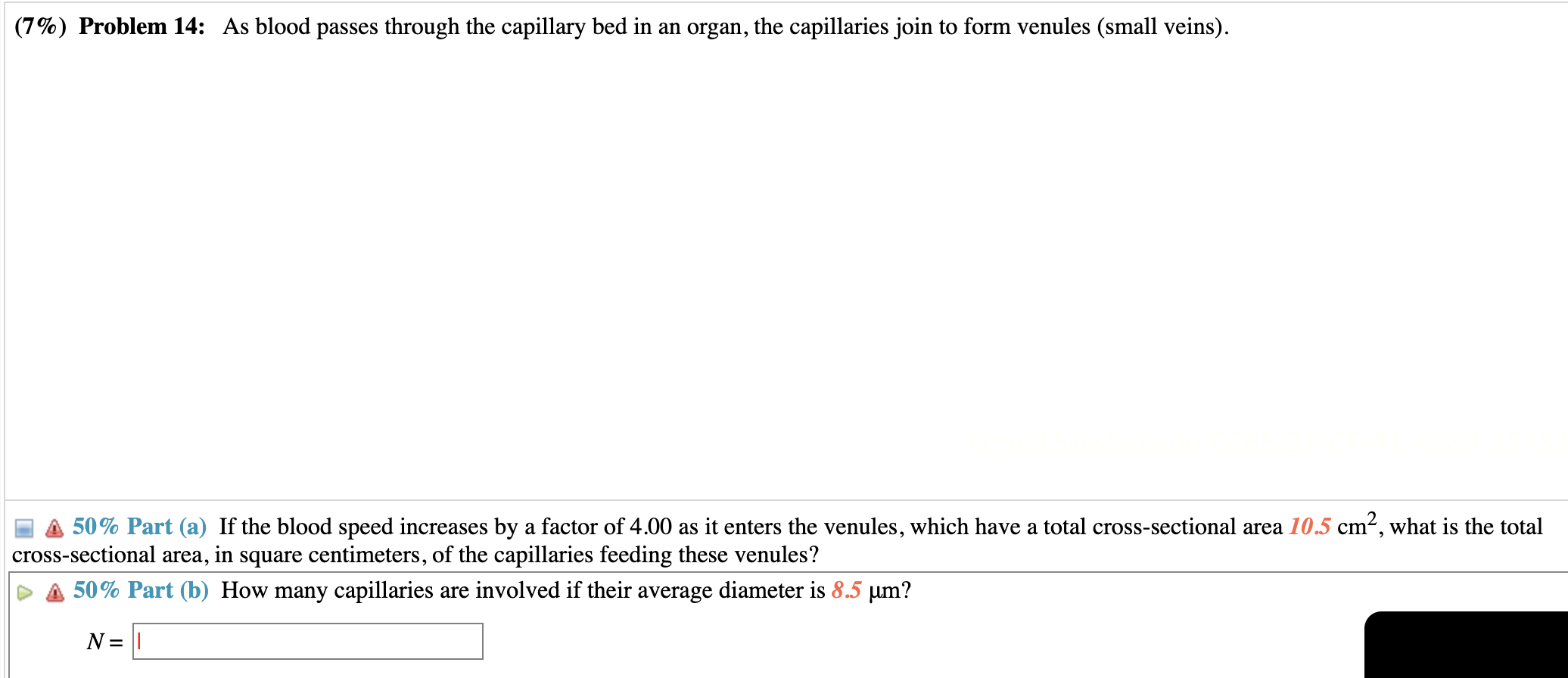 Solved (7\%) Problem 14: As blood passes through the | Chegg.com