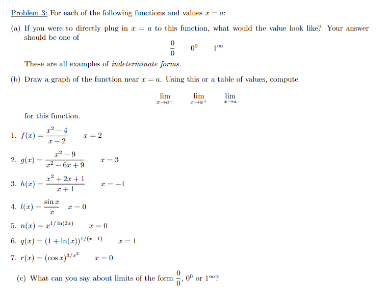 Solved Problem 3: For each of the following functions and | Chegg.com