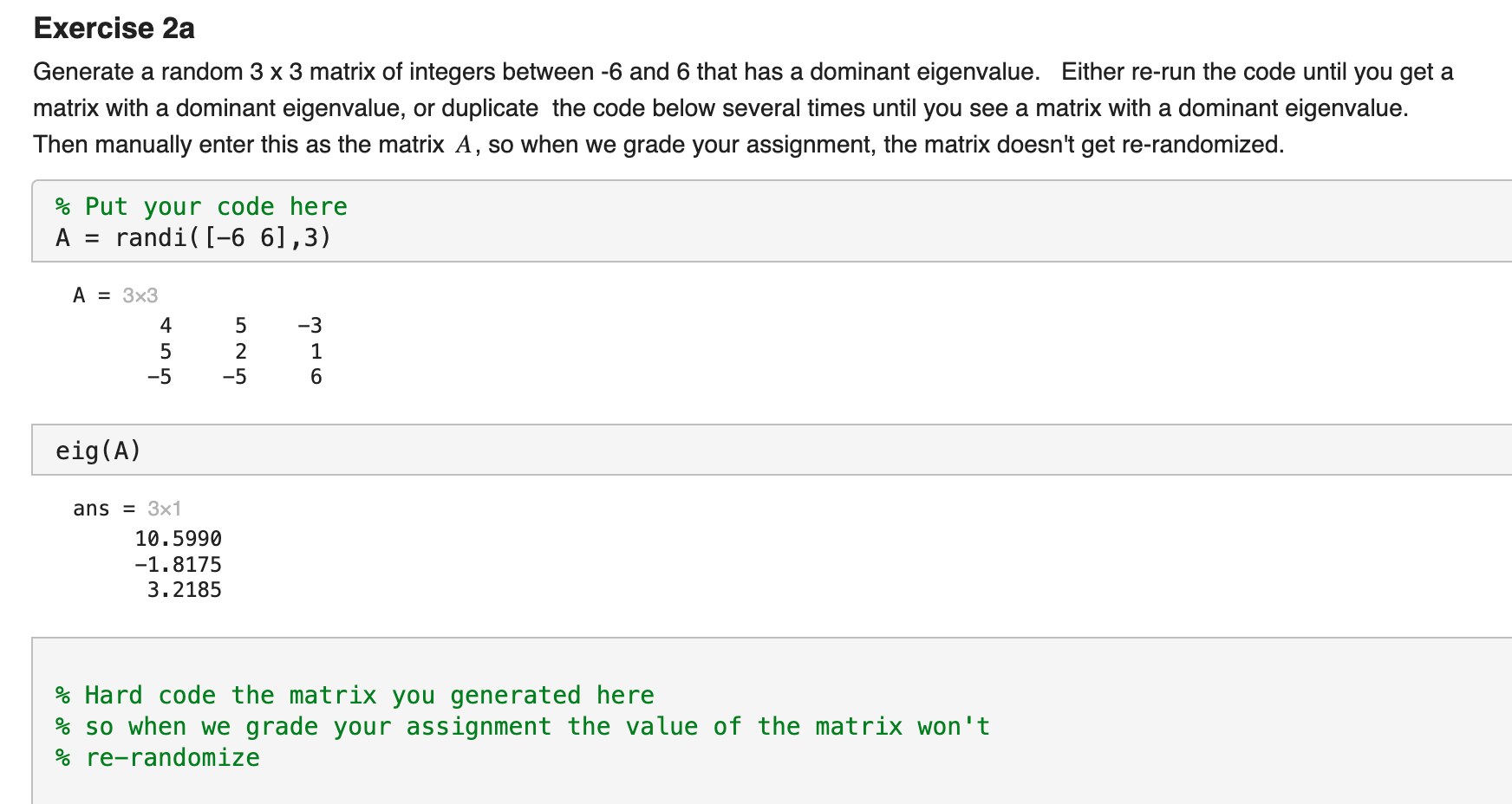 Solved Exercise 2a Generate A Random 3×3 Matrix Of Integers 