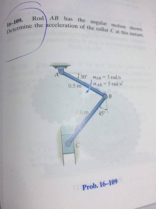 Solved Rod AB has the angular motion shown. Determine the | Chegg.com