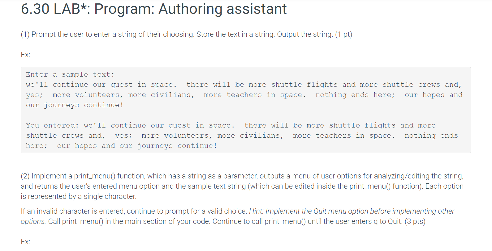 Solved 6.30 LAB*: Program: Authoring assistant (1) Prompt | Chegg.com