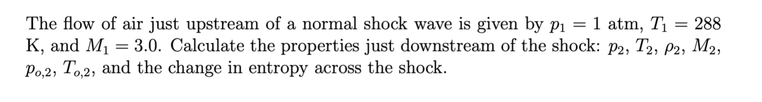 Solved The flow of air just upstream of a normal shock wave | Chegg.com
