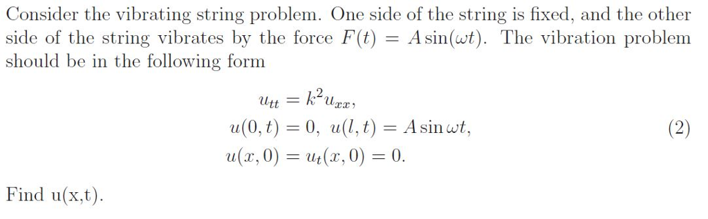 Solved Consider the vibrating string problem. One side of | Chegg.com