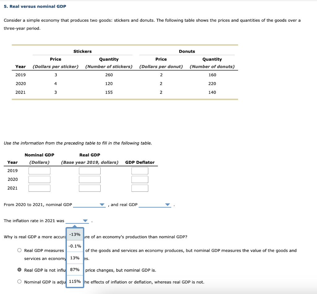 Solved 5. Real versus nominal GDP Consider a simple economy | Chegg.com