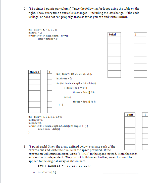 Solved 1. (20 points; 5 points each) Use memory diagrams to | Chegg.com