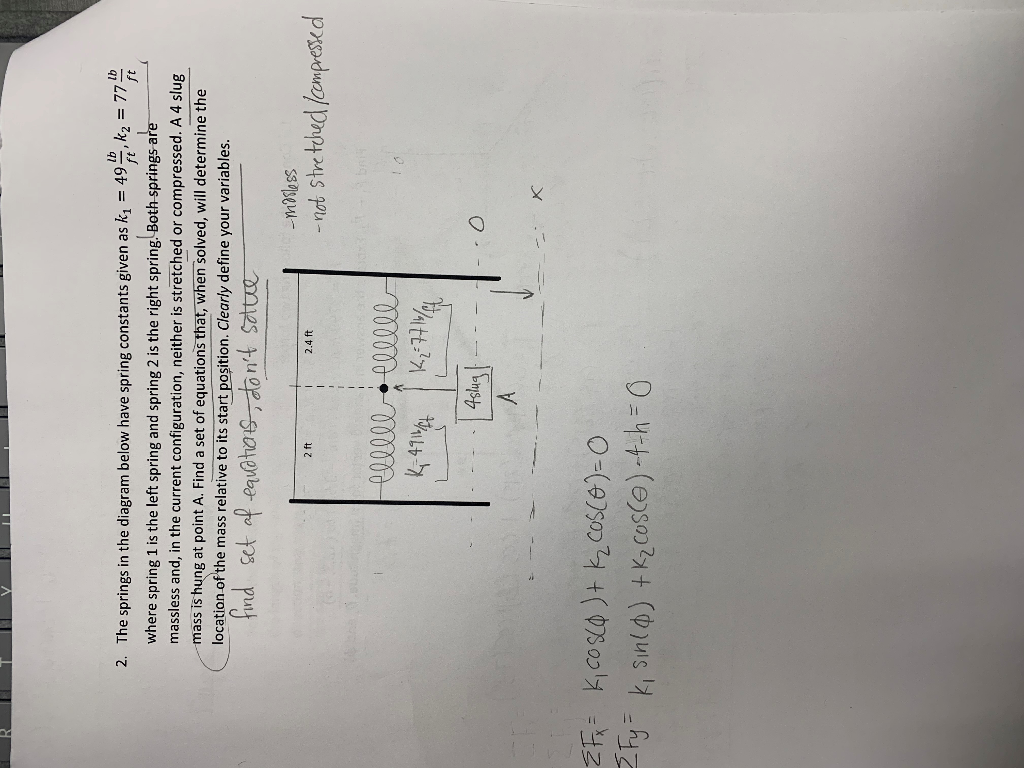 Solved V 2. The springs in the diagram below have spring | Chegg.com