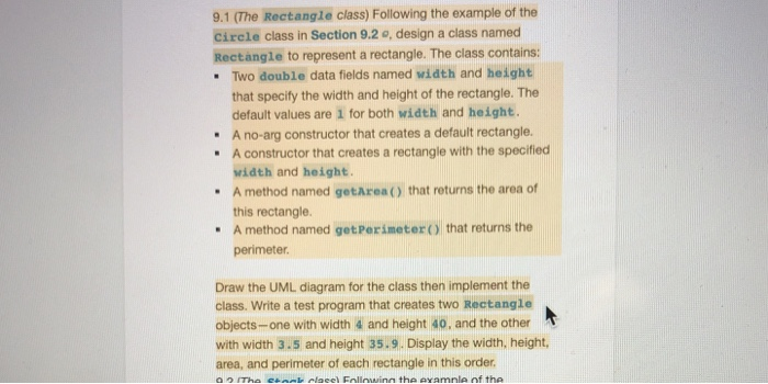 (Solved) : 91 Rectangle Class Following Example Circle Class Section 92 ... (Solved) : 91 Rectangle Class Following Example Circle Class Section 92 ...