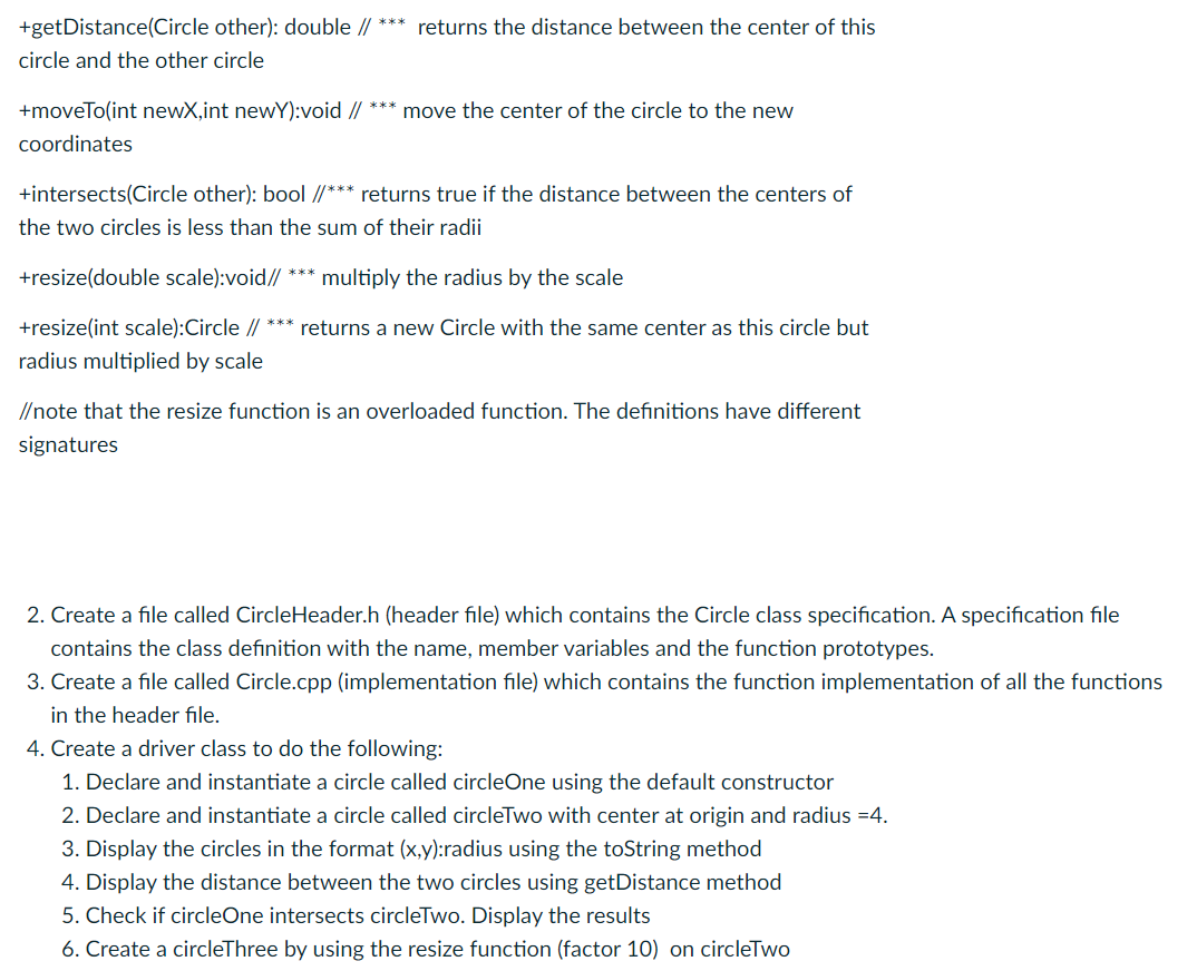 Solved Specifications: 1. Extend the Circle class that you | Chegg.com