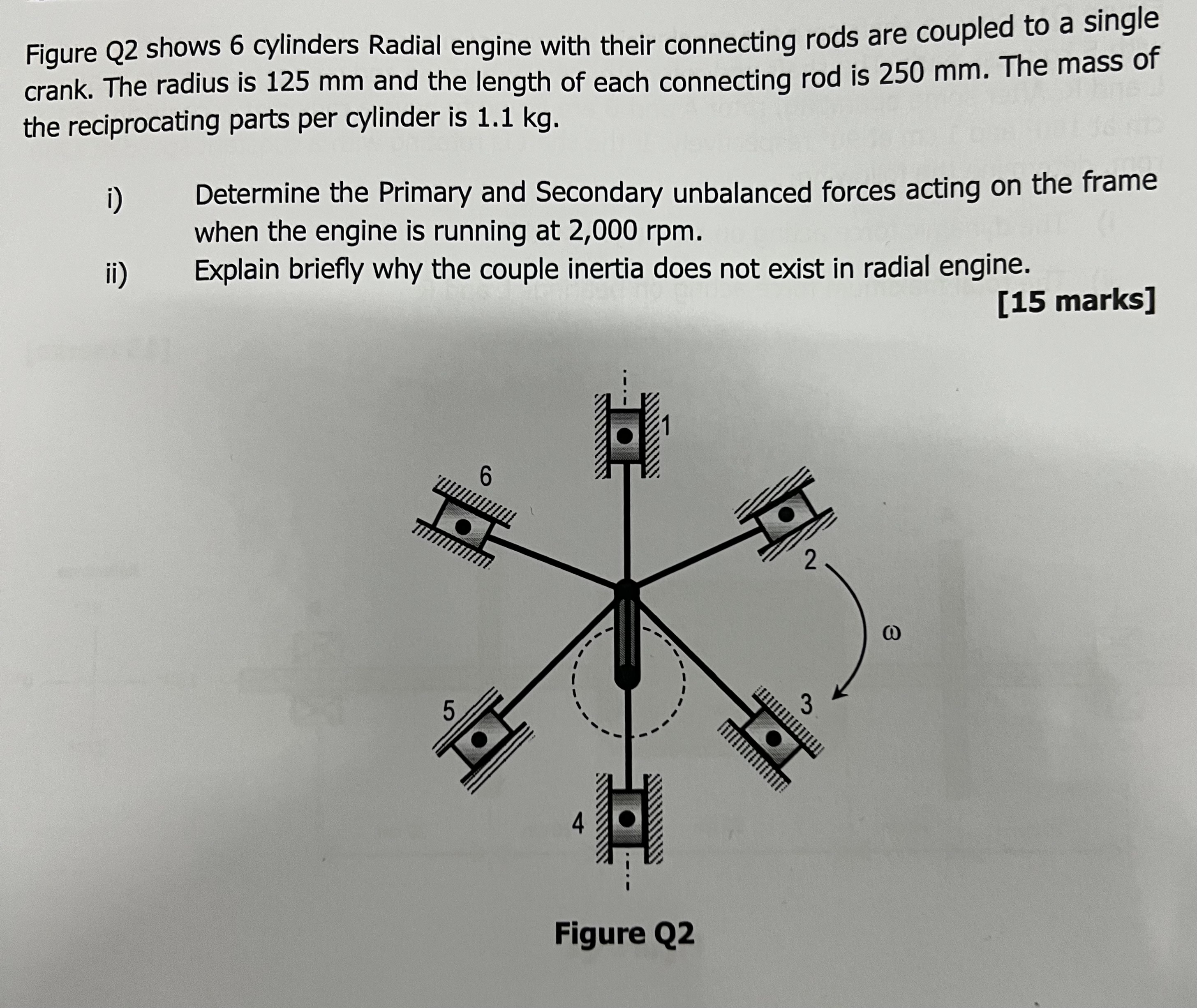 Solved Figure Q2 shows 6 cylinders Radial engine with their | Chegg.com
