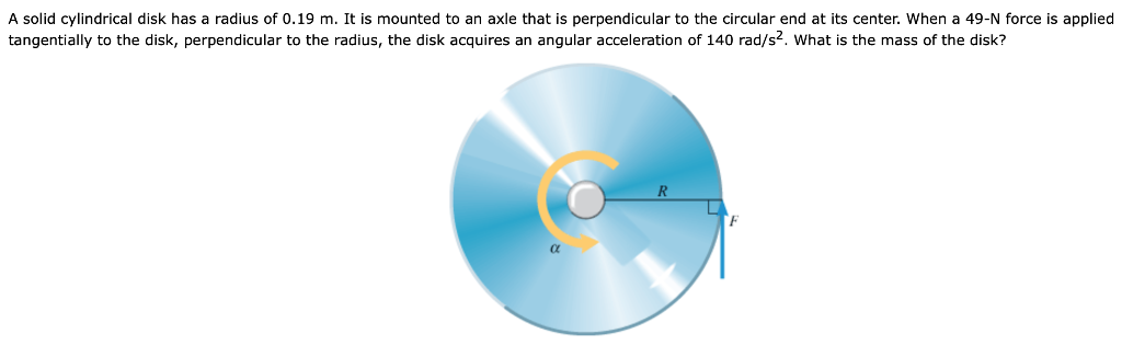 Solved A solid cylindrical disk has a radius of 0.19 m. It | Chegg.com