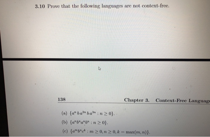 Solved 3.10 Prove that the following languages are not | Chegg.com