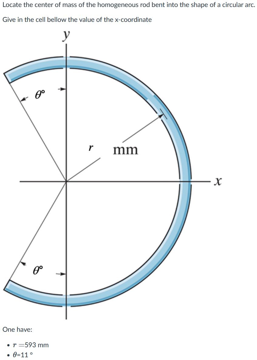 Solved Locate the center of mass of the homogeneous rod bent | Chegg.com
