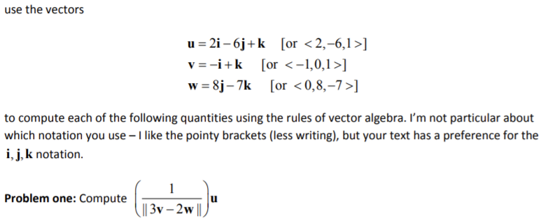 Solved Use the following vectors to compute the quantity in | Chegg.com