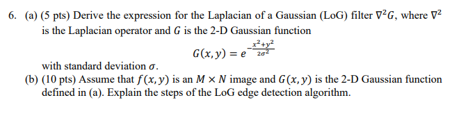 Solved 6. (a) (5 pts) Derive the expression for the | Chegg.com