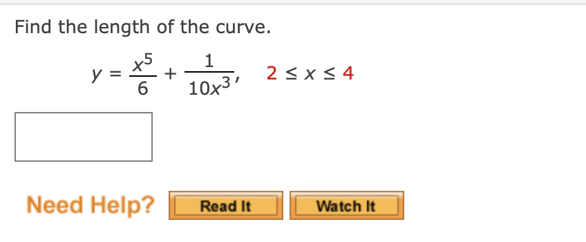 Solved Find the length of the curve. y=6x5+10x31,2≤x≤4 | Chegg.com