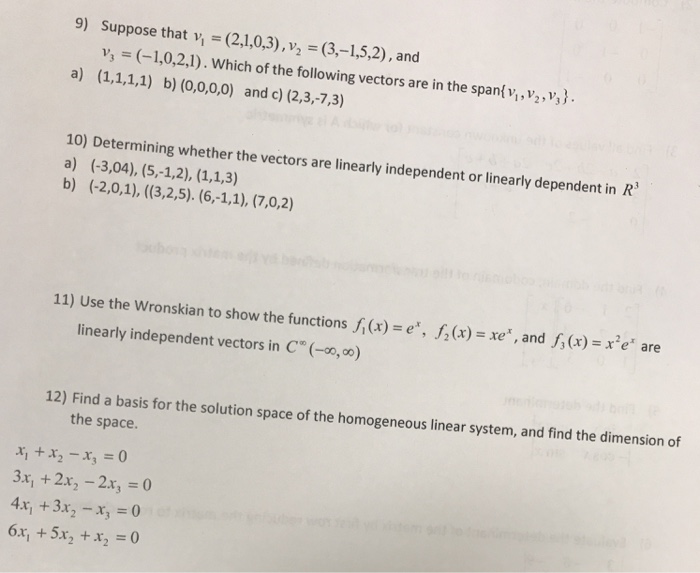 Solved Suppose that v_1 = (2, 1, 0, 3), v_2 = (3, -1, 5, 2), | Chegg.com