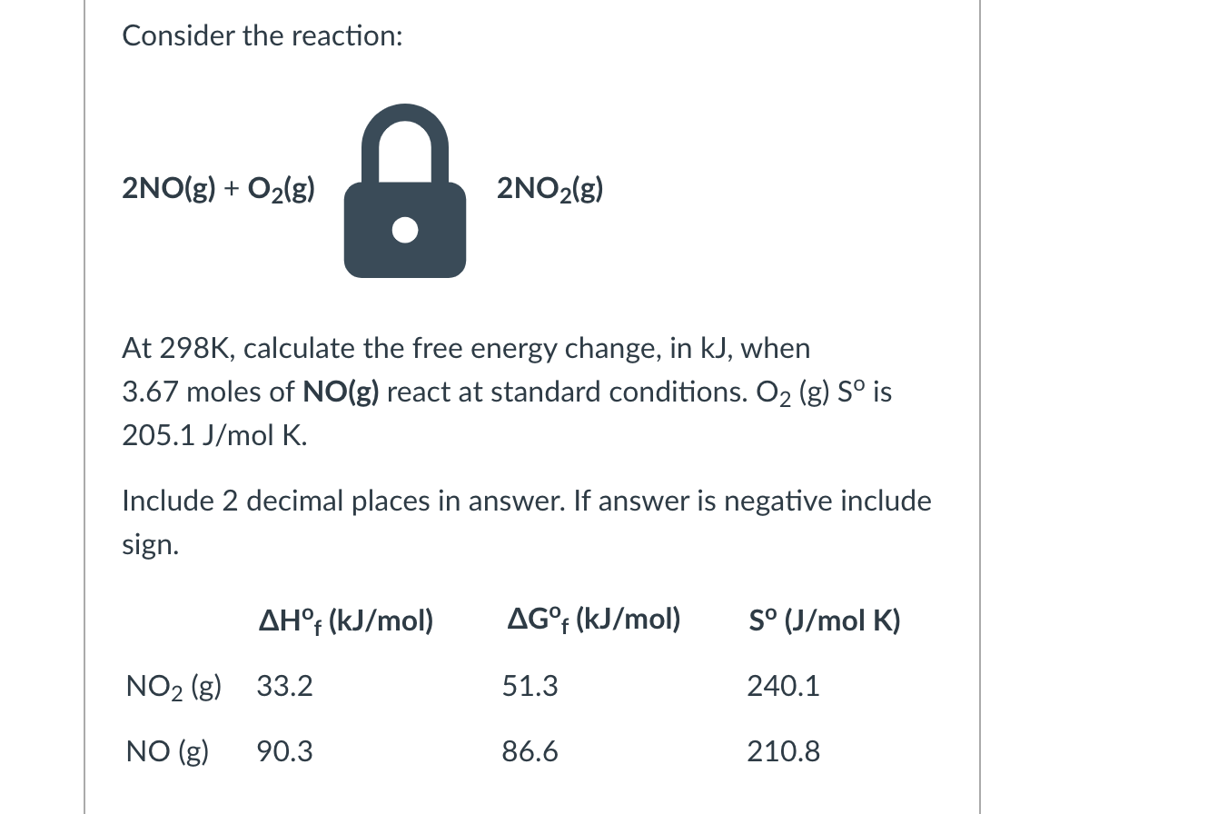 Solved Consider the reaction: 2NO(g) + O2(g) 2NO2(g) At | Chegg.com