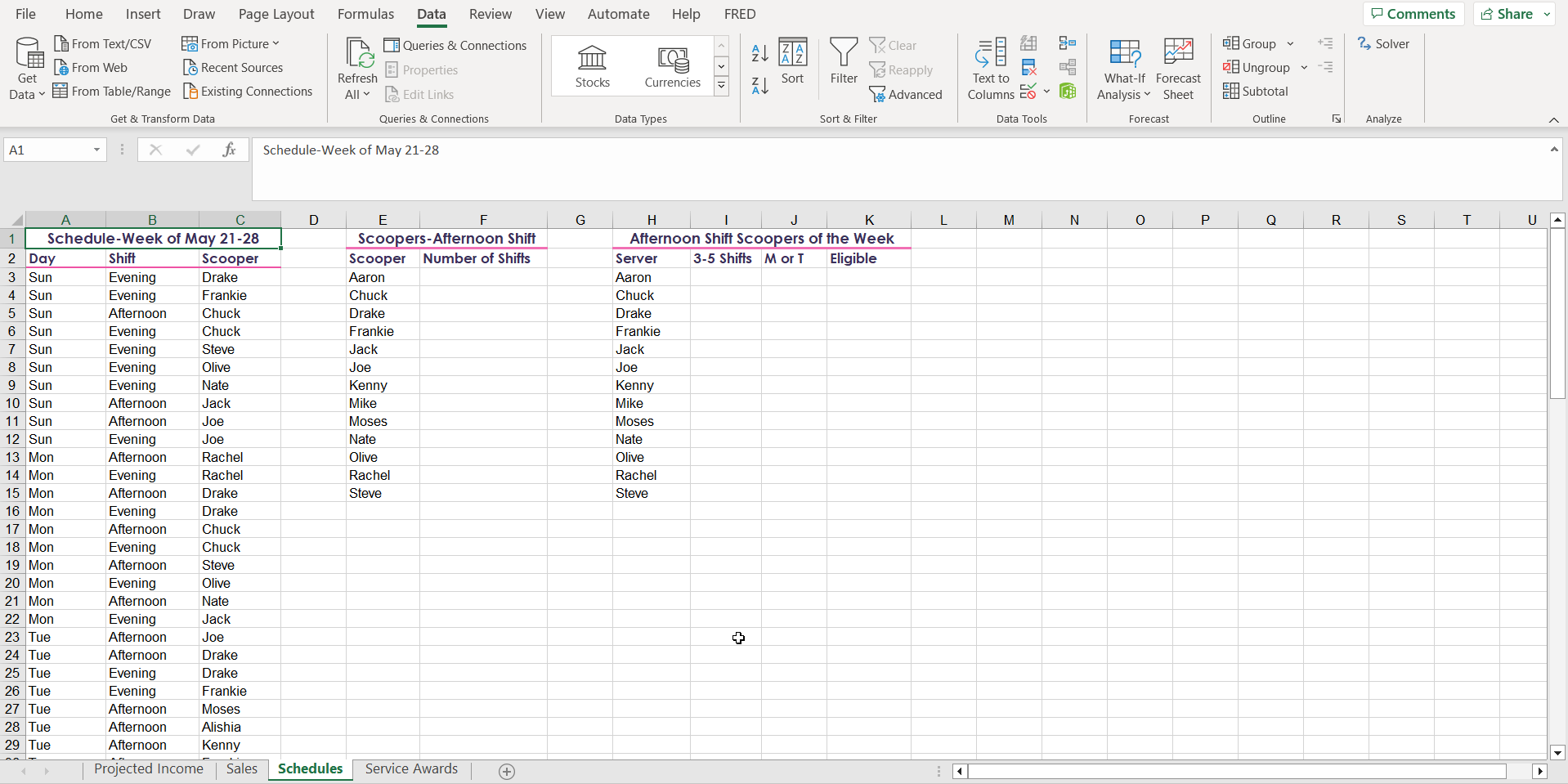13 On the Schedules worksheet, in cell F3, enter a | Chegg.com