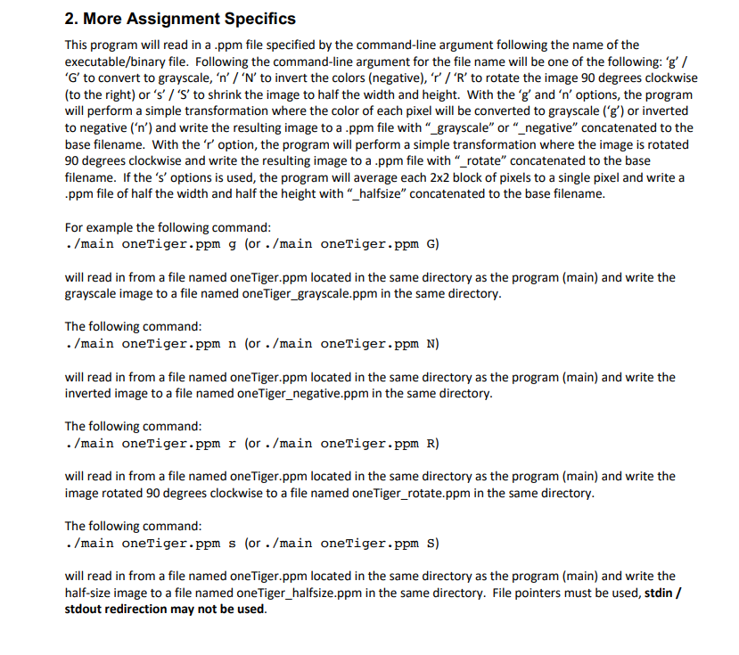 2. More Assignment Specifics This program will read | Chegg.com