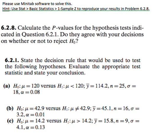 Solved Please use Minitab software to solve this. Hint: Use | Chegg.com