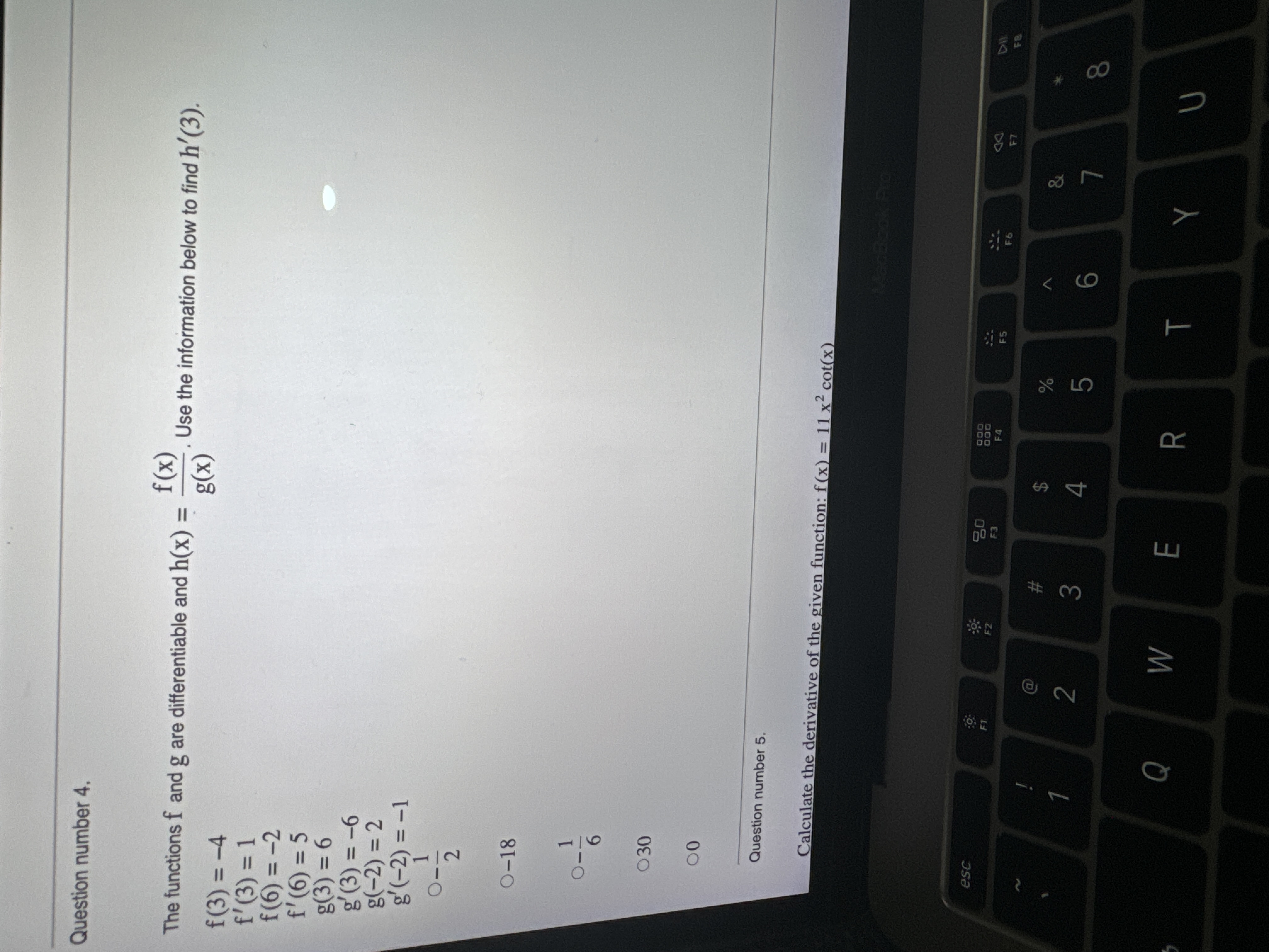 Solved Question number 4.The functions f ﻿and g ﻿are | Chegg.com
