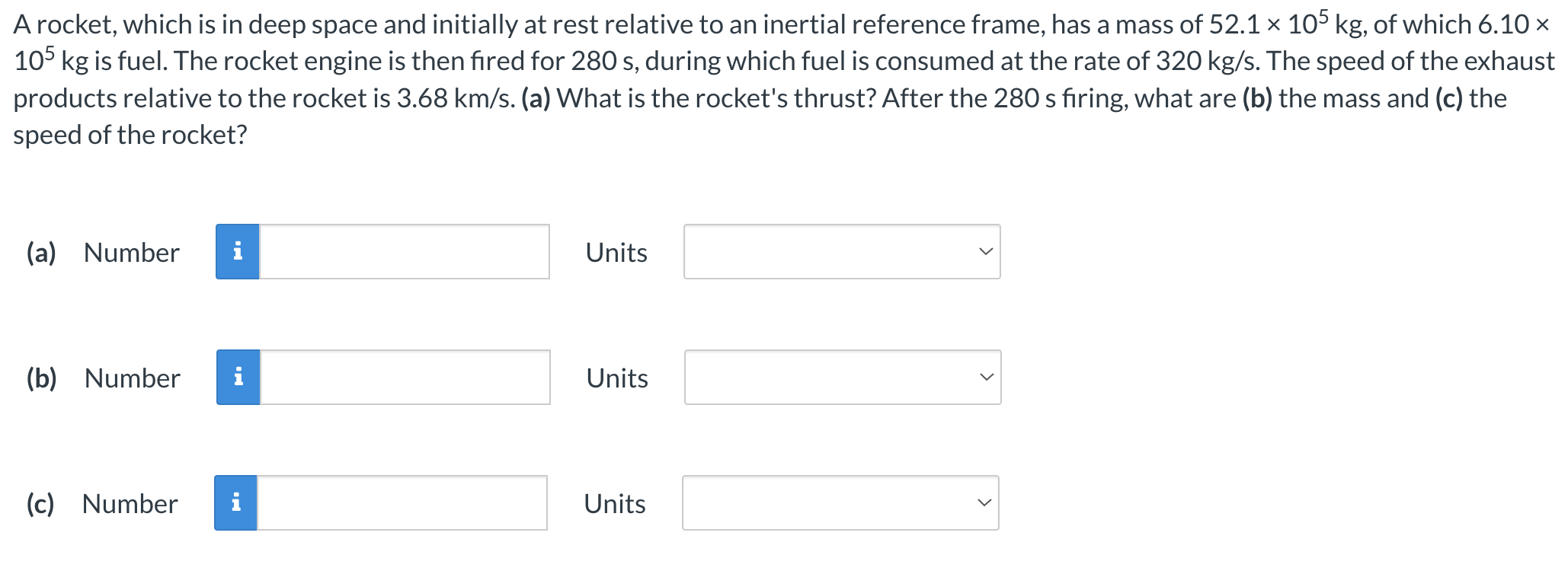 Solved A rocket, which is in deep space and initially at | Chegg.com