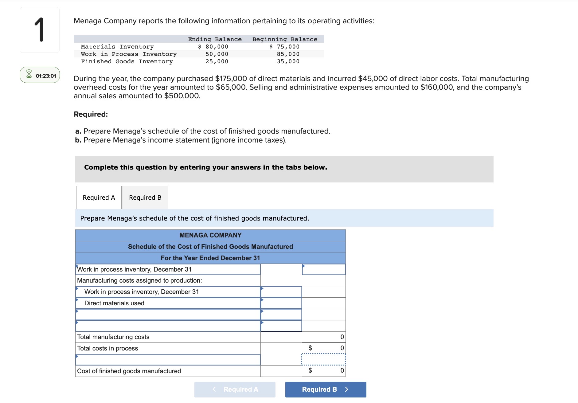 Solved Menaga Company reports the following information | Chegg.com