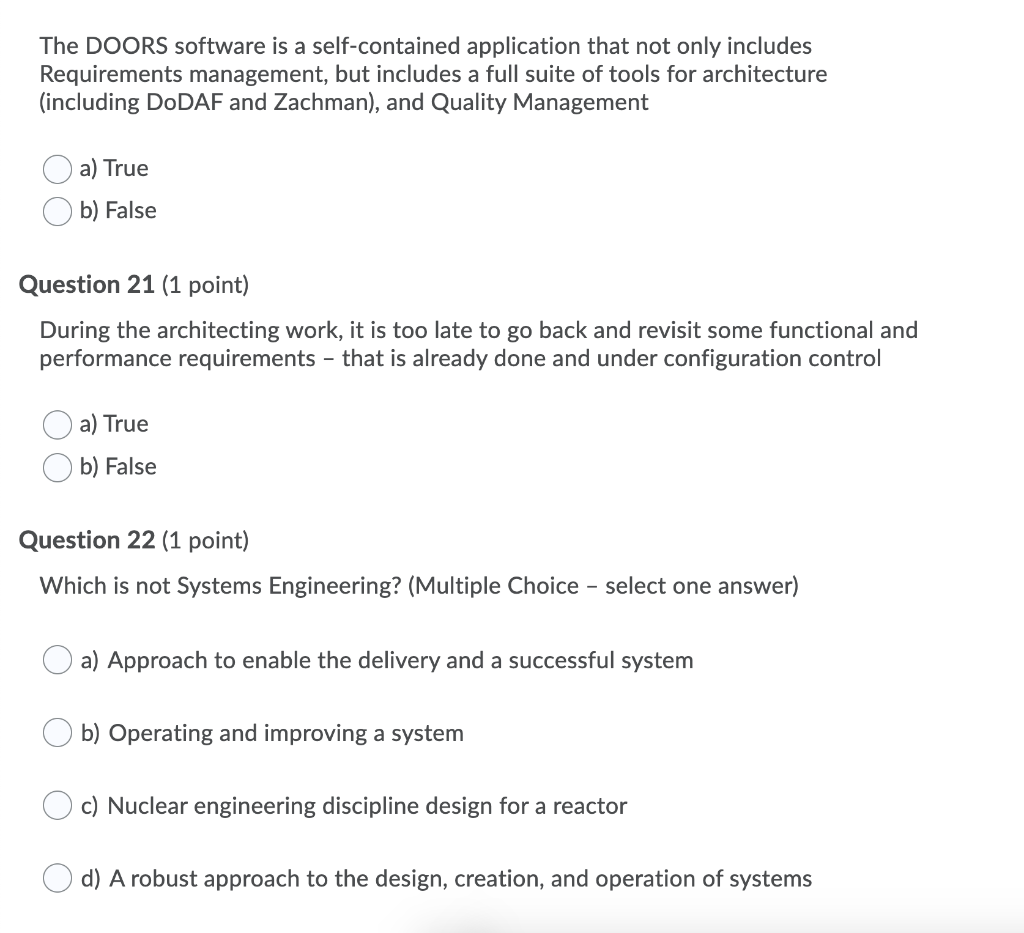 Solved The DOORS software is a self-contained application | Chegg.com