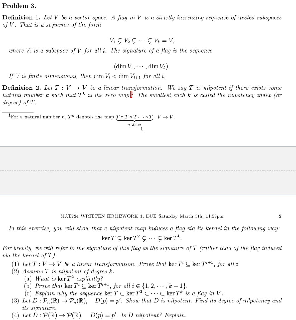 Solved In this exercise, you wil l show that a nilpotent map | Chegg.com