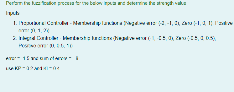 Solved Perform the fuzzification process for the below | Chegg.com