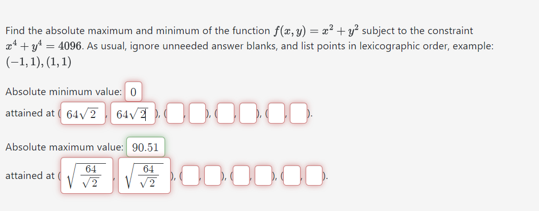 Solved Find the absolute maximum and minimum of the function | Chegg.com