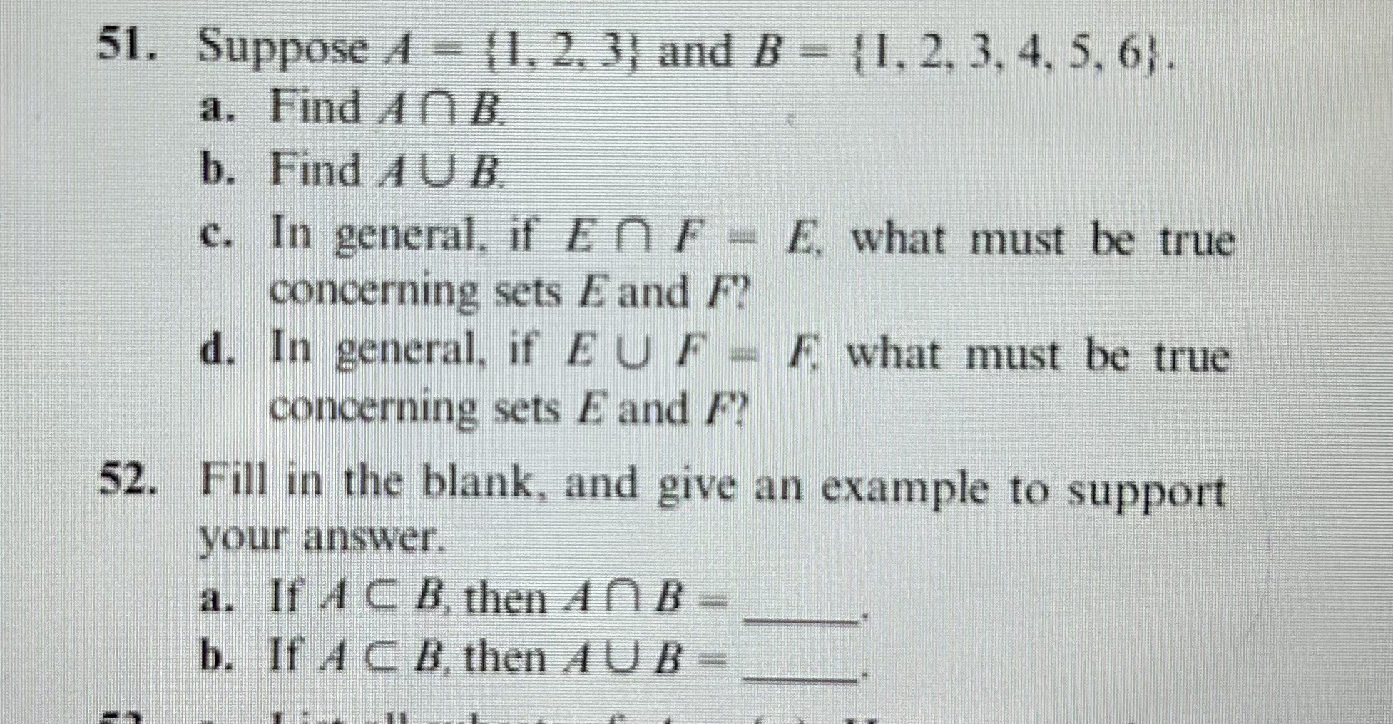 Solved Suppose A={1,2,3} ﻿and B={1,2,3,4,5,6}.a. ﻿Find | Chegg.com