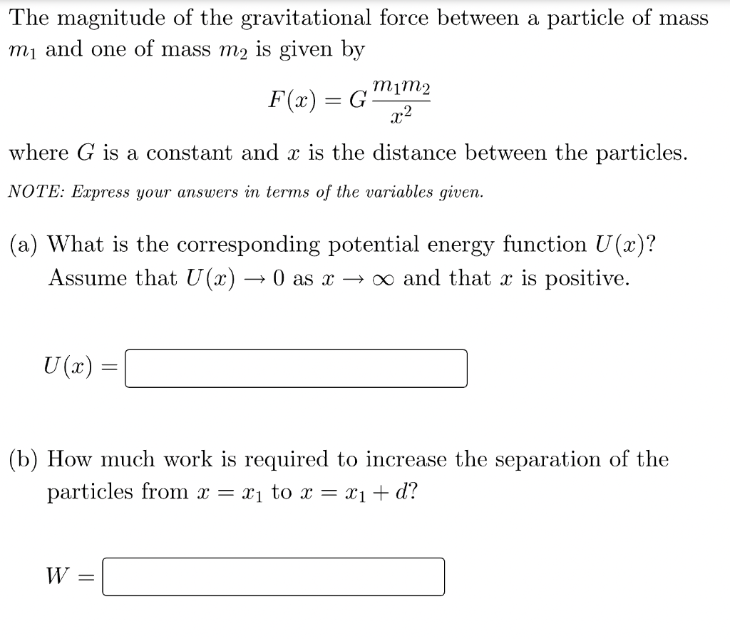 Solved The magnitude of the gravitational force between a | Chegg.com